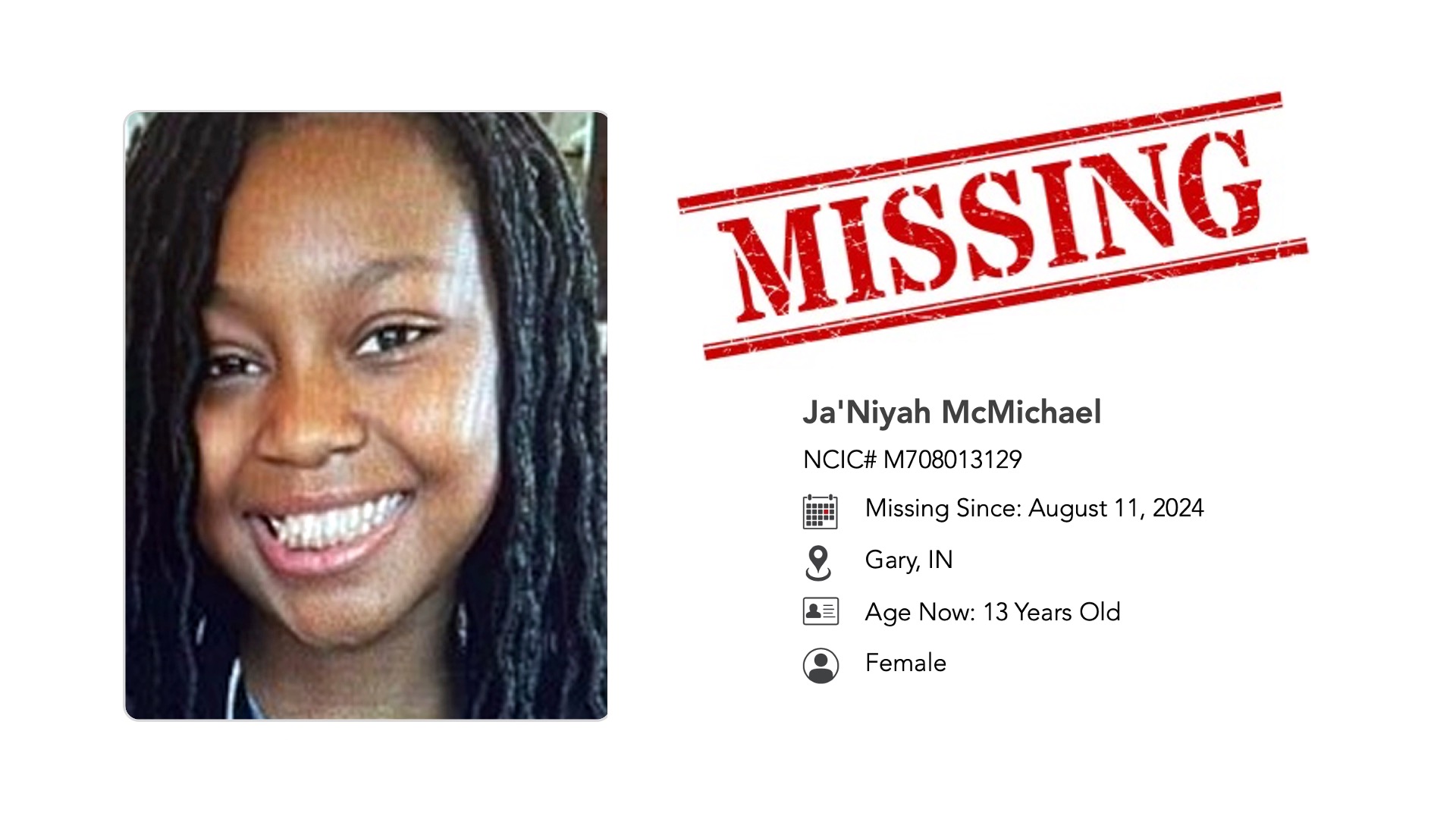 Update on the Case of Missing Child Ja’Niyah McMichael